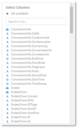 Selecting Columns to Display Within the Graph